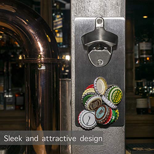 Beer Bottle Opener Wall Mounted with Magnetic Cap Catcher Wall Mount Bottle opener Magnet | Beer gifts for men | Father's day | Man cave decor accessories | Dad Birthday Gift