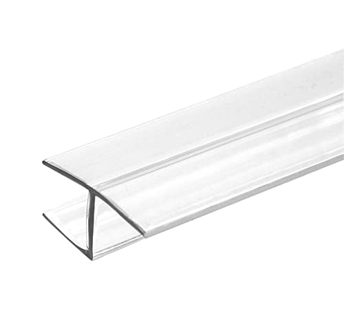 CBW Doors CBW Frameless Shower Door Side Seal Strip H-Type 180 Degree 85'' Length, Clear (1, 3/8'' Glass)