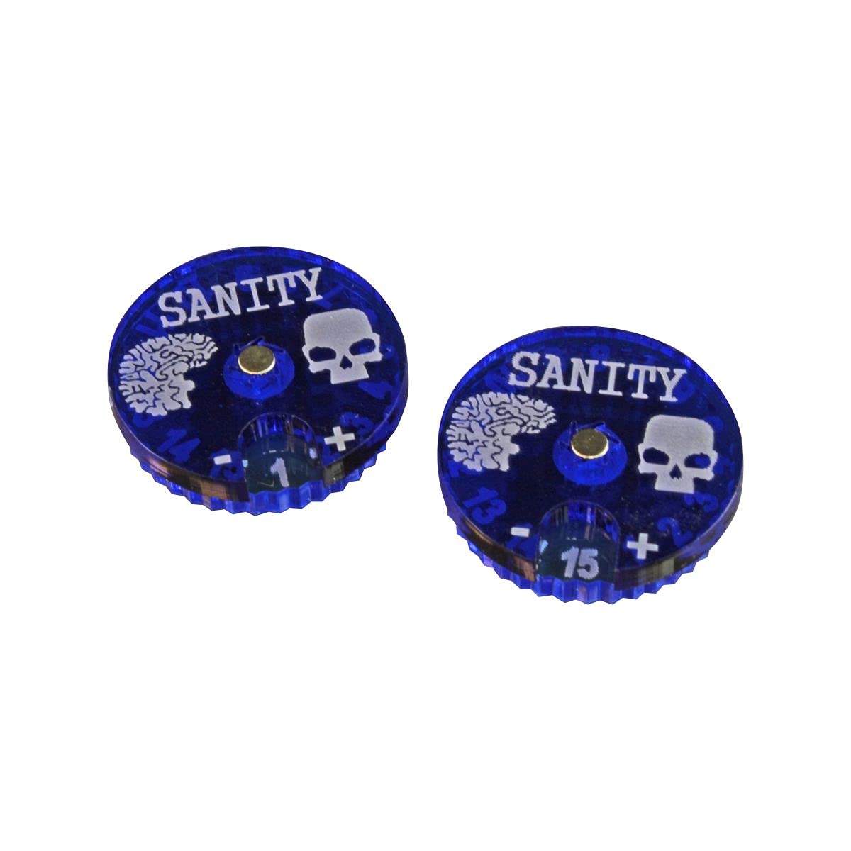 LITKO Cthulhu Dials | Compatible with Eldritch Horror Board Game | Arkham | 2 Pack | Numbered 1-15 | (Blue - Sanity Dials)