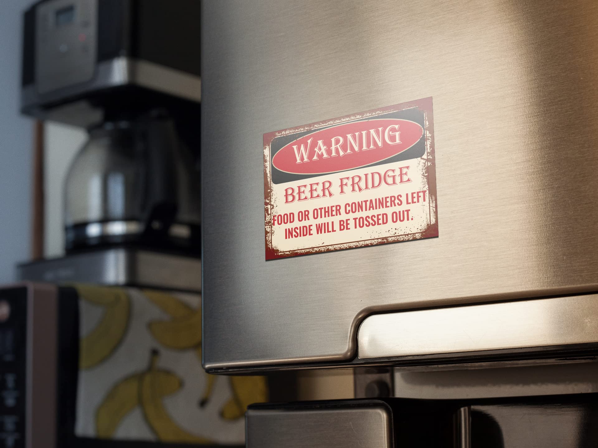 Beer Fridge Magnet for Man Cave Shop Garage Basement or Bar | Vinyl Magnets for Refrigerator, Bumper, or Tool Box 4" x 6" Warning Beer Fridge