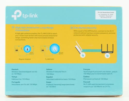 TP-Link Nano USB Wifi Dongle 150Mbps High Gain Wireless Network Adapter for PC Desktop and Laptops. Supports Win10/8.1/8/7/XP Linux 2.6.18-4.4.3, Mac OS 10.9-10.15 (TL-WN722N)
