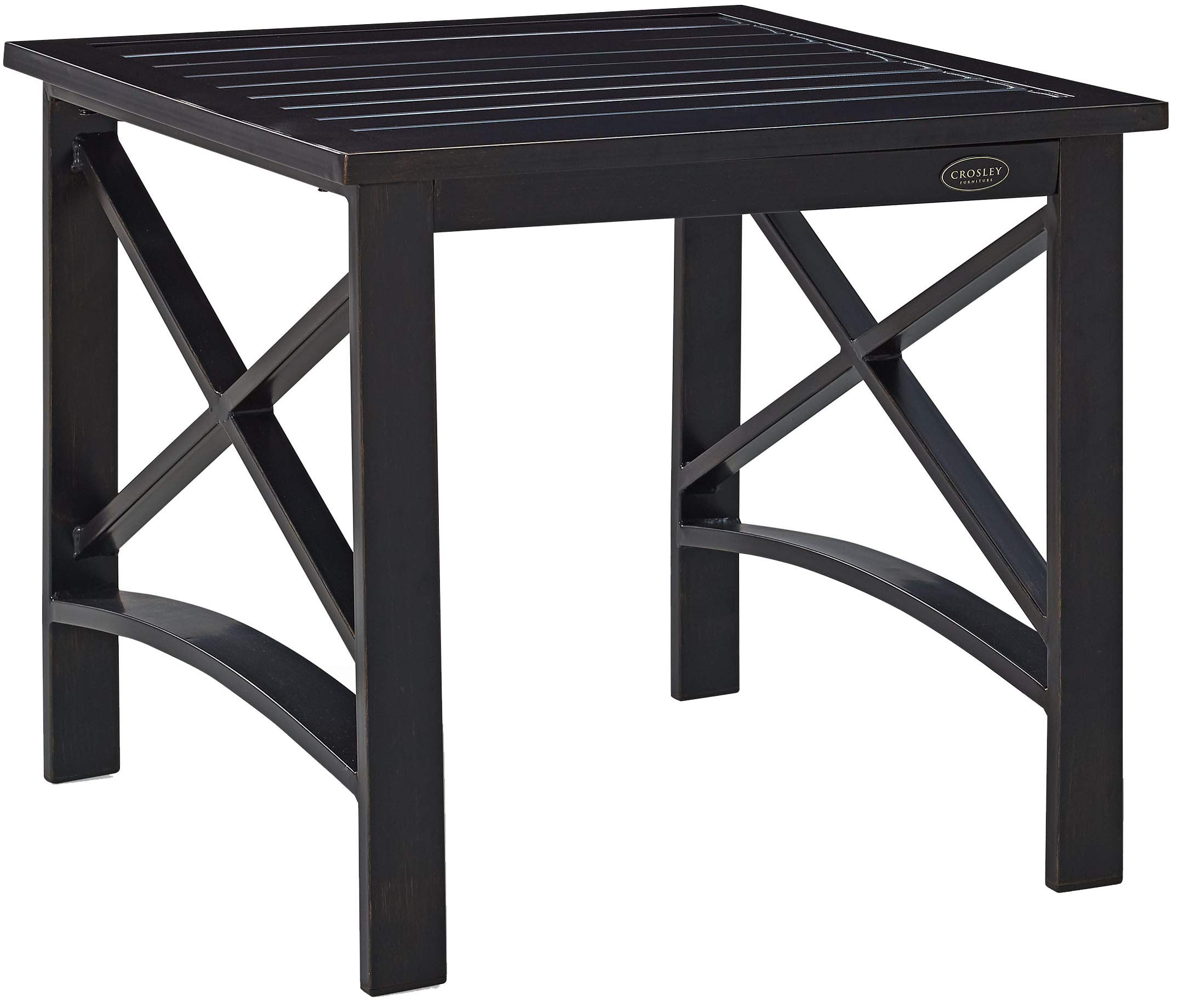 Crosley Furniture Kaplan 3-Piece Outdoor Chair and Side Table Set, Patio Conversation Sets for Porch, Deck, Oiled Bronze with Mist Cushions