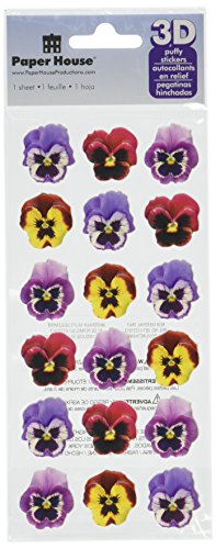 Paper House Productions STP-0058E Pansies Stickers, Puffy (3-Pack)