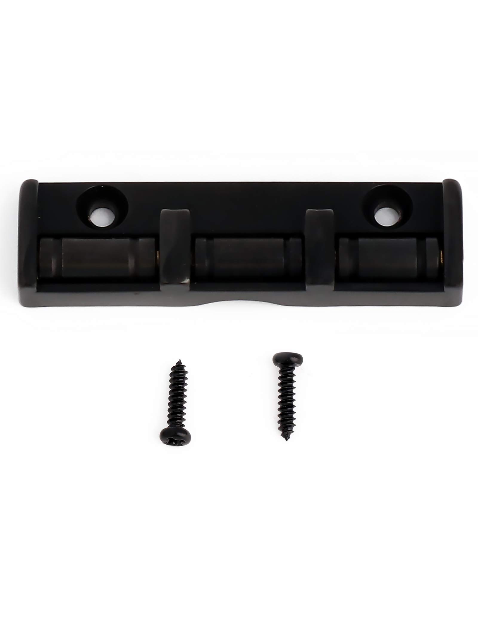 Holmer 6 String Metal Guitar Roller Nut 3 Saddles with Screws Compatible with Strat or Tele Electric Guitar Black.