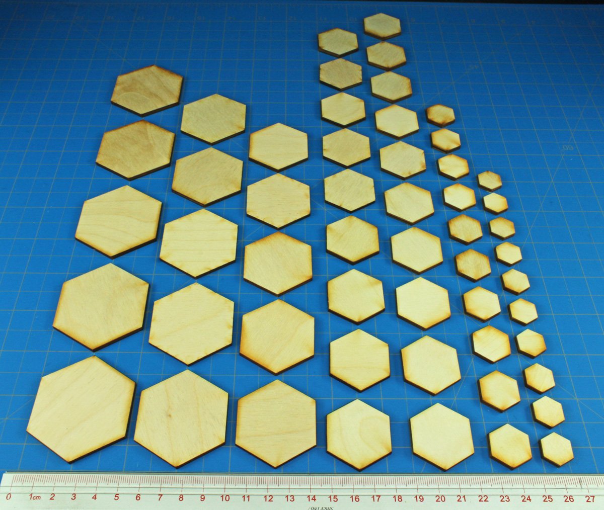 LITKO Miniature Base Set | Assorted Figure Stands | Wargames | Role-Playing Games | Compatible with Battletech | Laser-Cut 3mm Plywood (49 Pack Hex Sampler)
