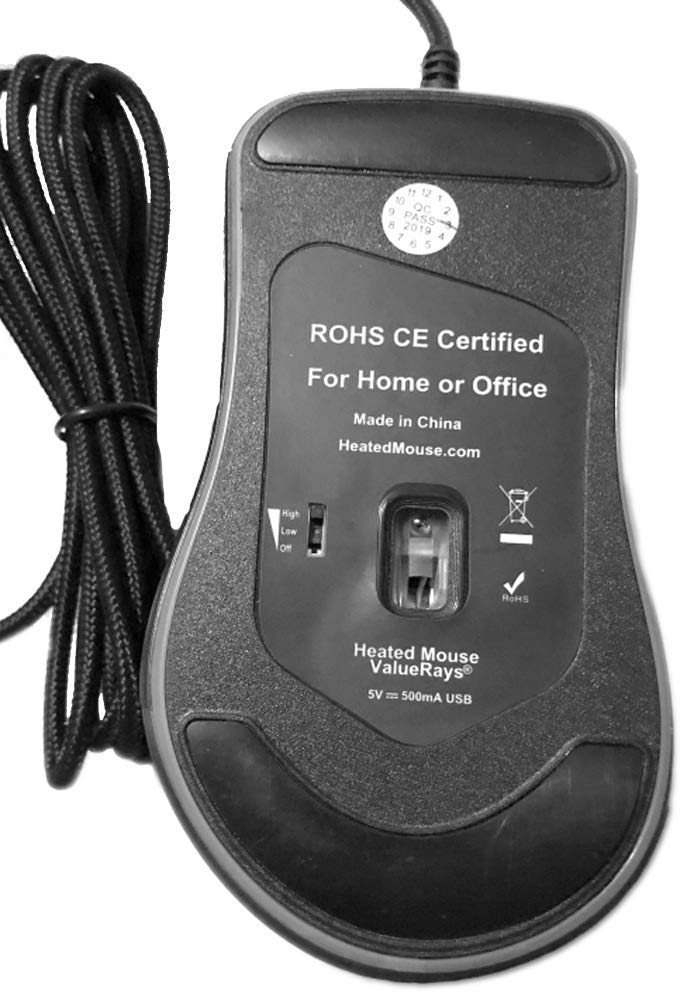 ValueRays Heated Mouse Quiet Click Heated Buttons Universal Size (Solid Black)