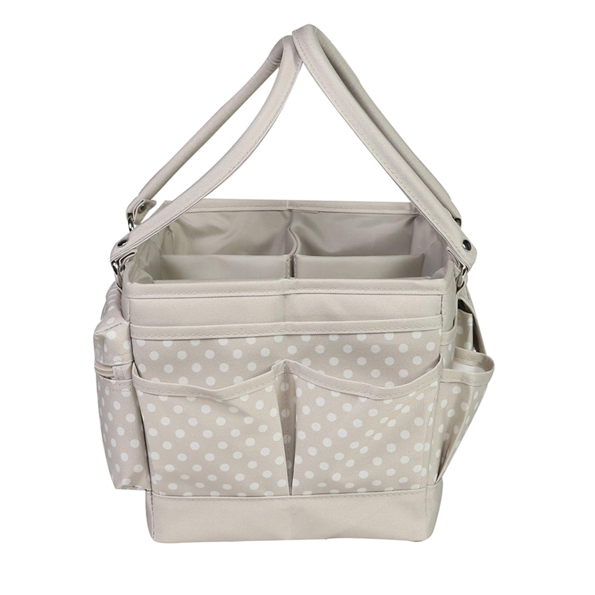 Everything Mary Craft Bag Organizer Tote, Tan Dot - Storage Art Caddy for Sewing & Scrapbooking - Crafts Supply Carrier for Supplies & Tools - Organization for School, Medical, Office