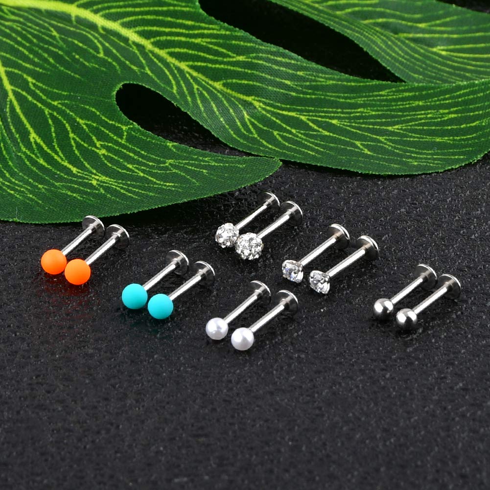 AVYRING 16g Surgical Steel Lip Ring Labret Studs Monroe Mudusa Piercing Jewelry Tragus Helix Conch Cartilage Earrings 8mm 24pcs