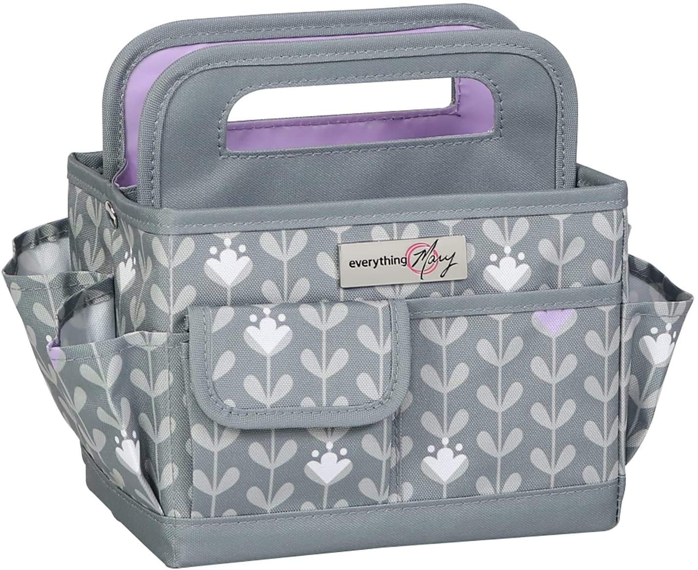 Everything Mary Collapsible Desktop Craft Organiser, Grey & White Leaf for Sewing, Scrapbooking, Paper Craft, and Art - EVM12831-1