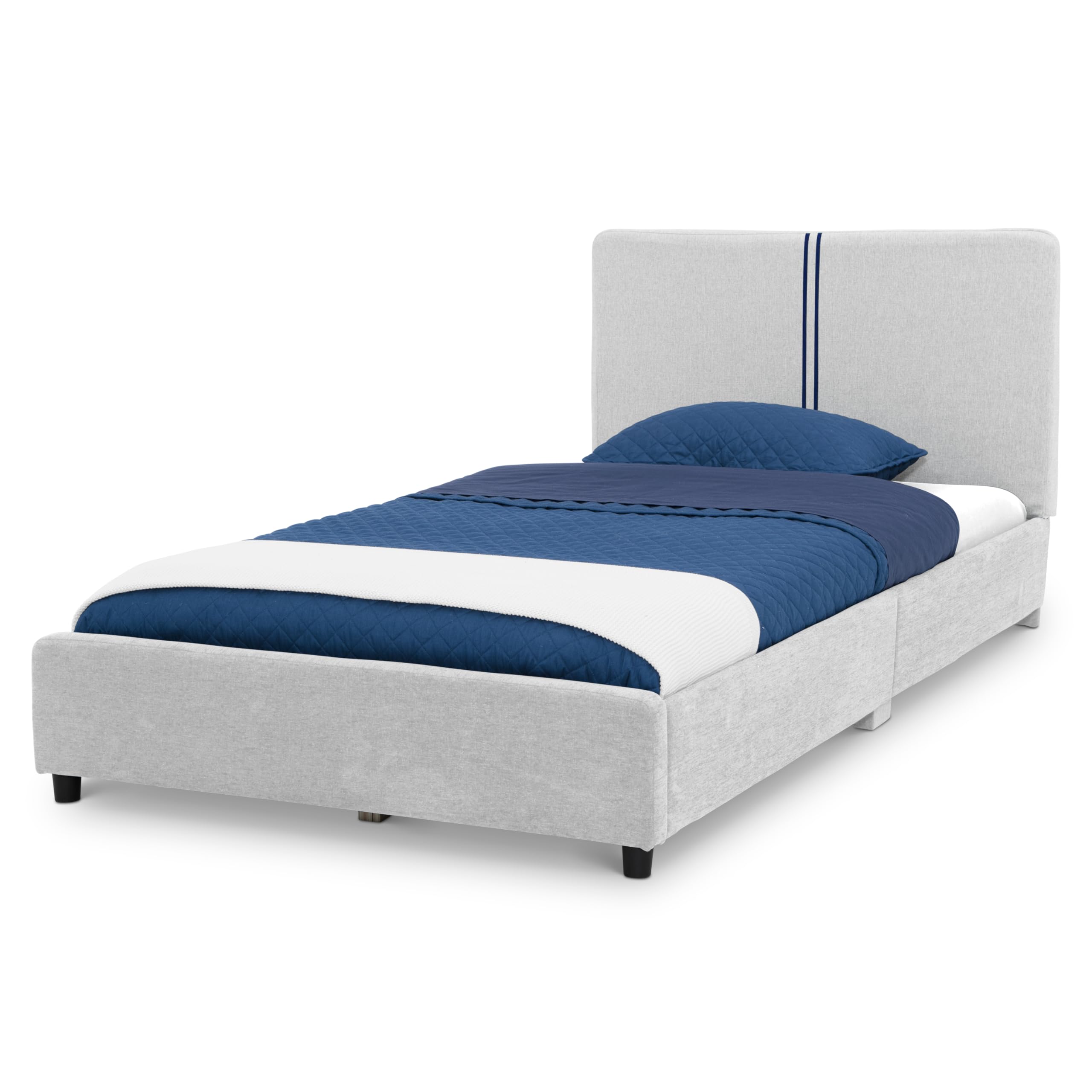 Delta Children Upholstered Twin Size Bed with Round Headboard, Premium Wood Slat Support, No Box Spring Needed, Easy Assembly, Pink/Velvet Quilted