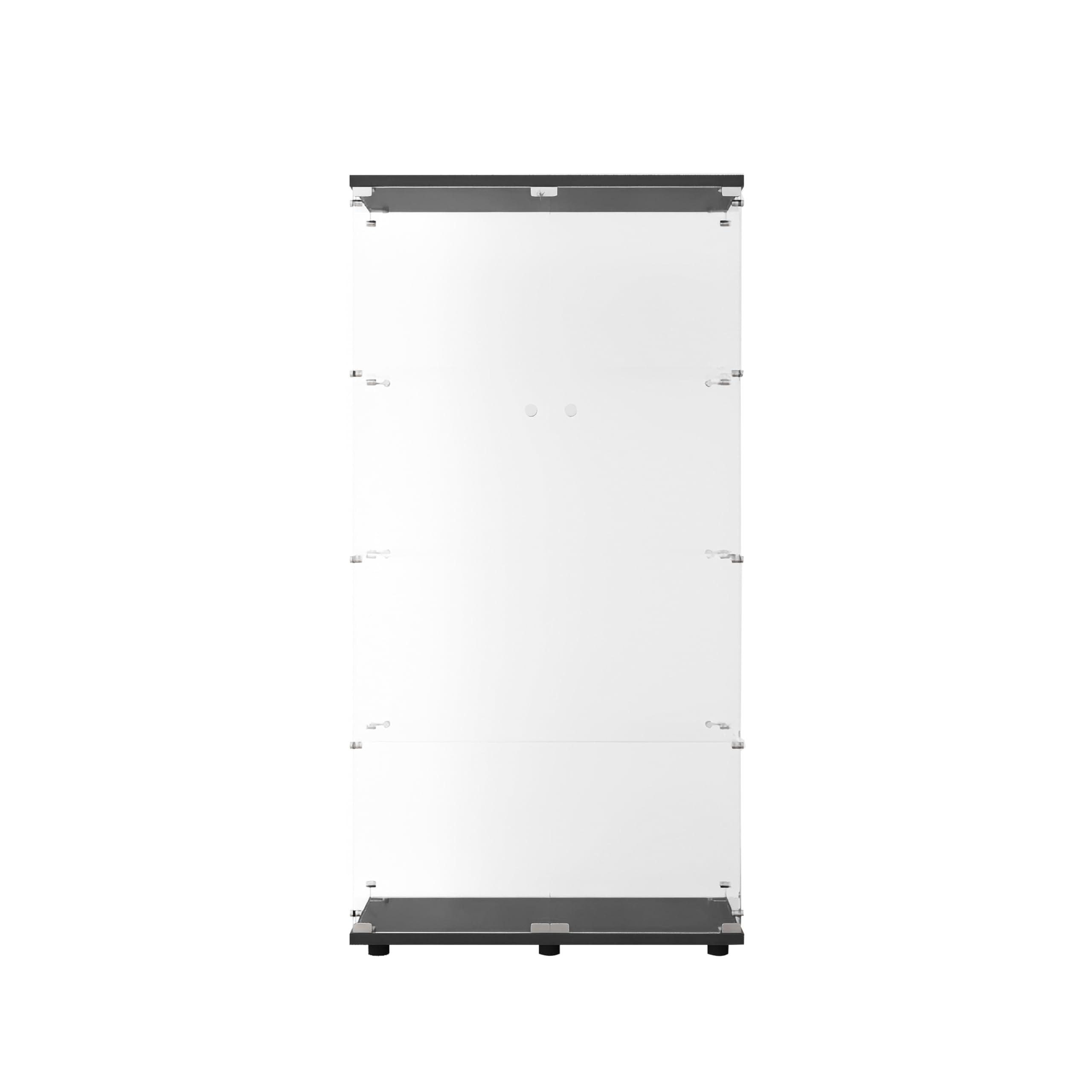 Beauty4U Glass Display Cabinet with 4 Shelves, 2 Doors Curio Cabinets for Living Room, Bedroom, Office, Black Floor Standing Glass Bookshelf, Quick Installation