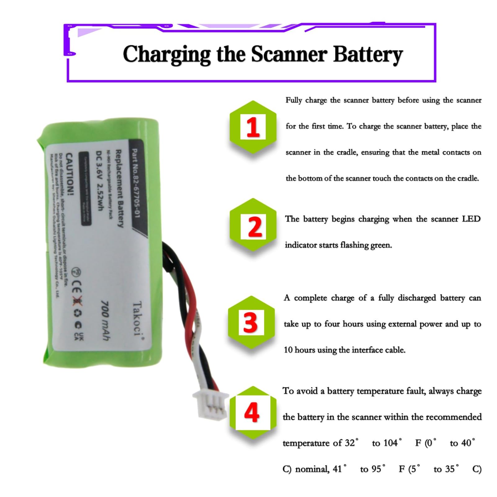 Youejoeq (10-Pack) Replacement Battery for Symbol LS4278 LS4278-M DS6878 DS6878-SR 82-67705-01 BTRY-LS42RAAOE-01 Barcode Scanner Battery 700mAh 3.6V - 3.7V NiMH