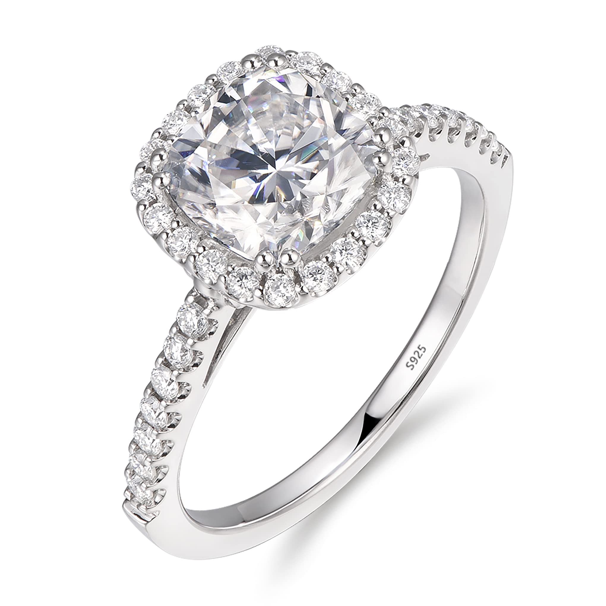 CGSRING Cushion Moissanite Rings, 3 Carat Cushion Cut Engagement Ring, Cushion Halo Engagement Ring (10)