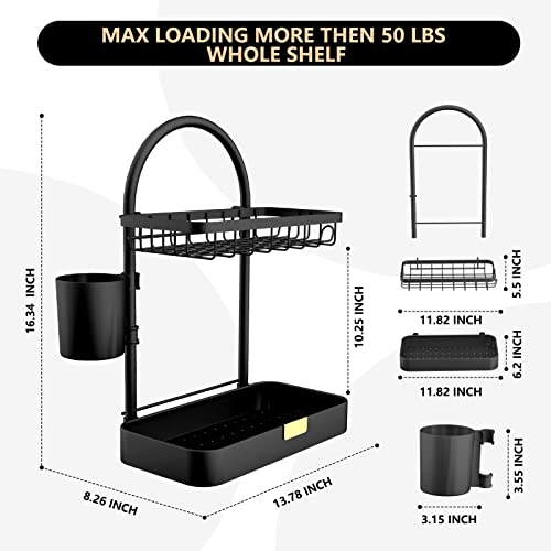 BeesVo 2 Sets of 2-Tier Bathroom Organizer Countertop - Kitchen Spice Rack Organizer, Multi-Purpose Counter Organization and Storage for Bathroom, Kitchen, Bedroom, Offices, Metal Black