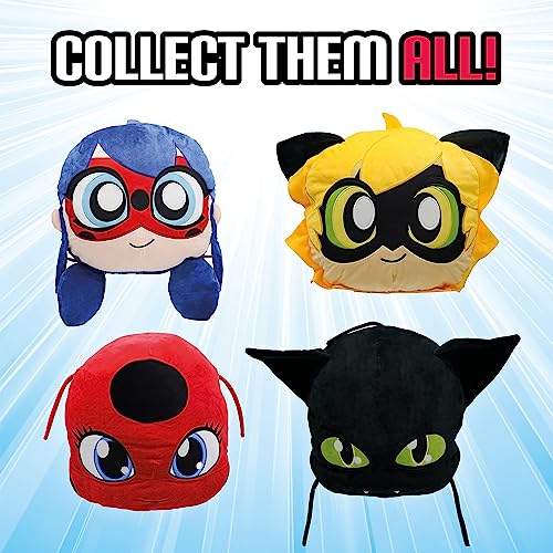 Miraculous Ladybug - Huggie Hideaway Tikki, 16.5-inch Red Plush Pillow, Super Cute Soft Stuffed Toy for Kids with Large Zipper Secret Pocket in The Back (Wyncor)
