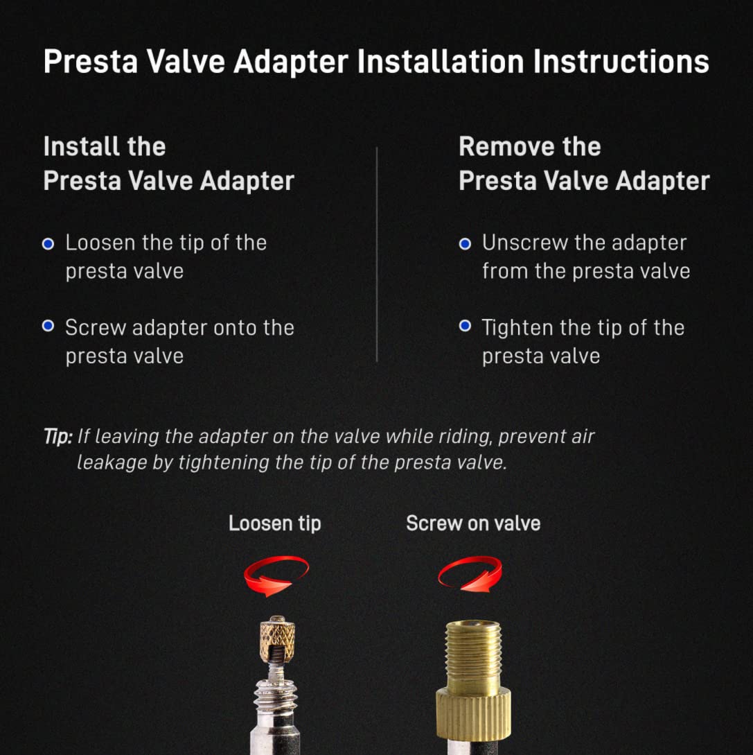Bike Bits Brass Presta Valve Adapter - Convert Presta to Schrader - Inflate Tire Using Standard Bike Pump or Air Compressor (4 Pack)