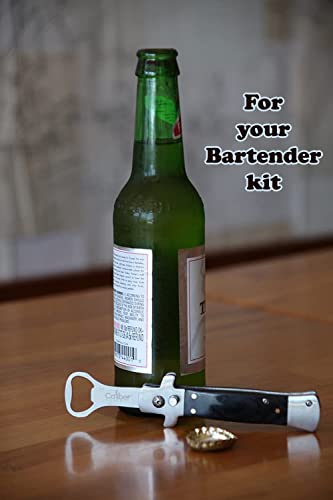 Caliber Gourmet Switchblade Bottle Opener for Beer Soda Bartender Supplies Tailgate party parties -Black