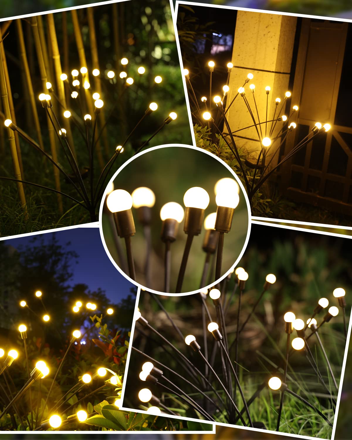 Solar Powered Firefly Lights, 10 LED Light Bulbs, Outdoor Waterproof Starburst Swaying Solar Garden Lights, Solar Decorative Lights for Pathway Yard Patio Landscape (1 Pack)