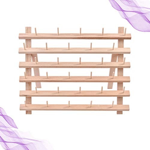 Exceart Thread Storage Rack 30 Spool Cone Foldable Wood Thread Rack Stand Embroidery Machine Holds DIY Bobbin Thread Organizer for Embroidery Craft Sewing Thread Stand Holder