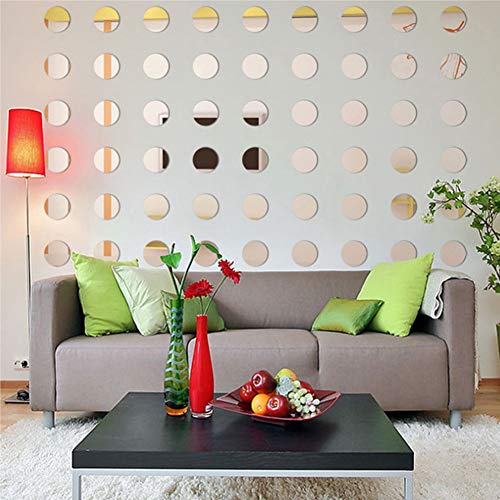 Silver Wall Decal Dots - Round Circle Art Glitter Acrylic Mirror Wall Sticker - DIY 3D Wall Decor Dots Baby Nursery Room Ceiling Bedroom Decoration 100 Decals (3cm)