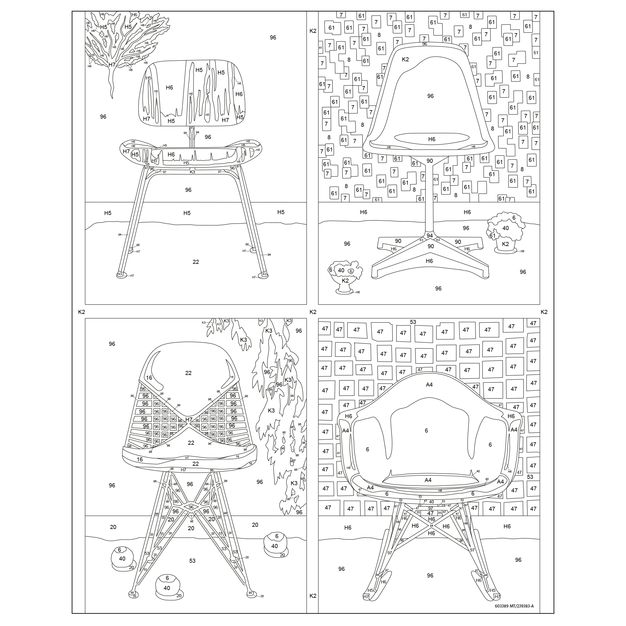 Ravensburger CreArt Eames Take a Seat Paint by Numbers Kit for Adults - Painting Arts and Crafts for Ages 12 and Up