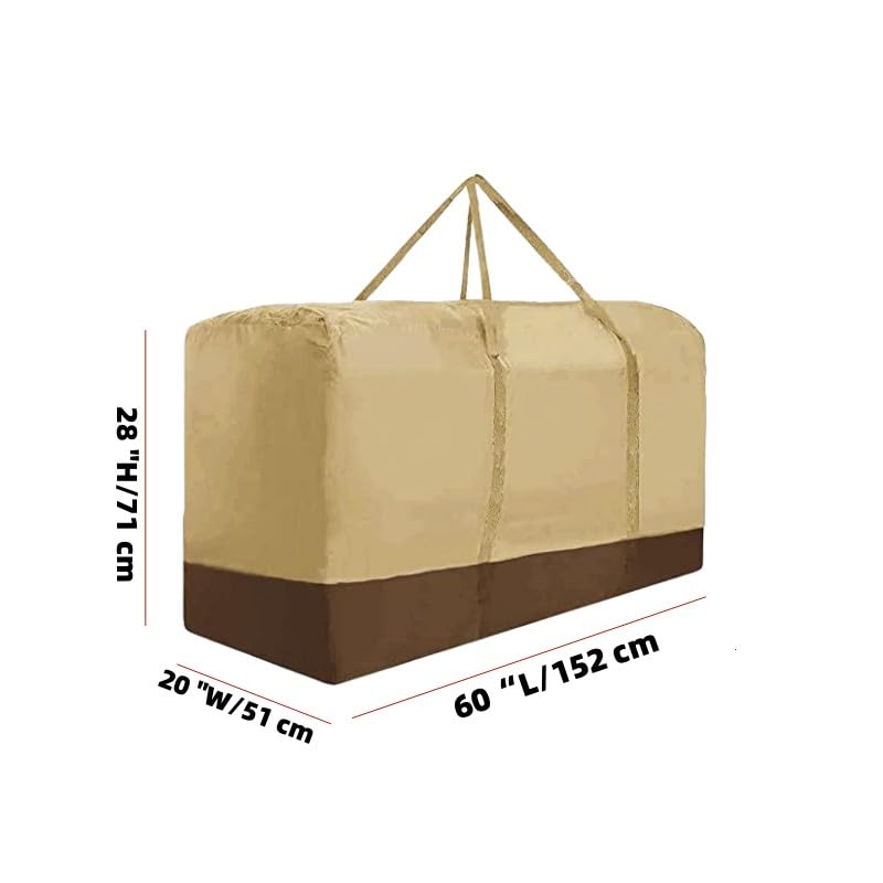 Cushion Storage Bag for Outdoor Cushions Extra Large 420D Oxford Waterproof Dust Proof Outdoor Zippered Patio Cushion Storage Bag (Beige,2 Pack)