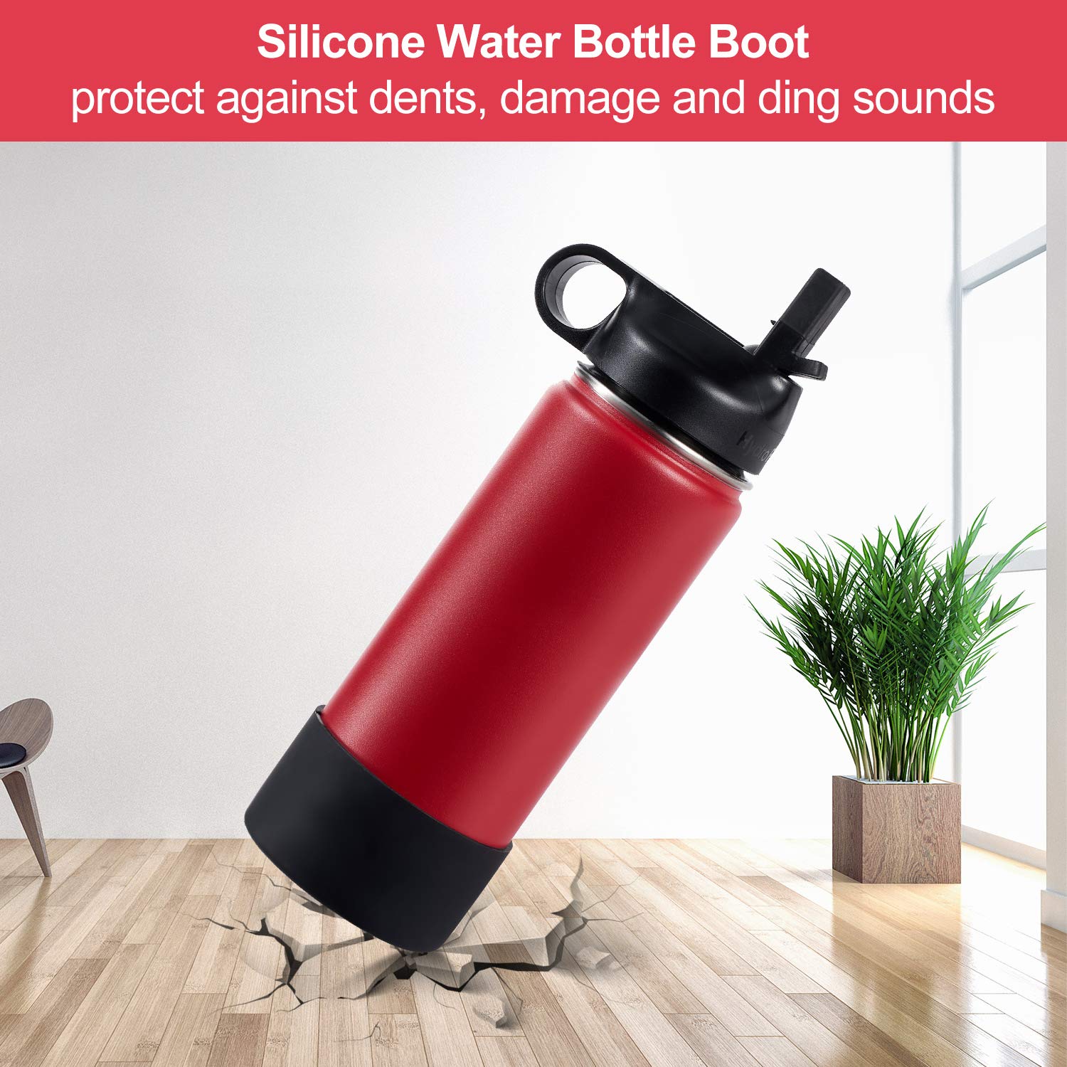 Boao 5 Pieces Protective Silicone Boot Anti-Slip Bottom Sleeve Cover for Water Bottle Compatible with MIRA, Simple Modern and Iron Flask Water Bottles (12-24 oz)
