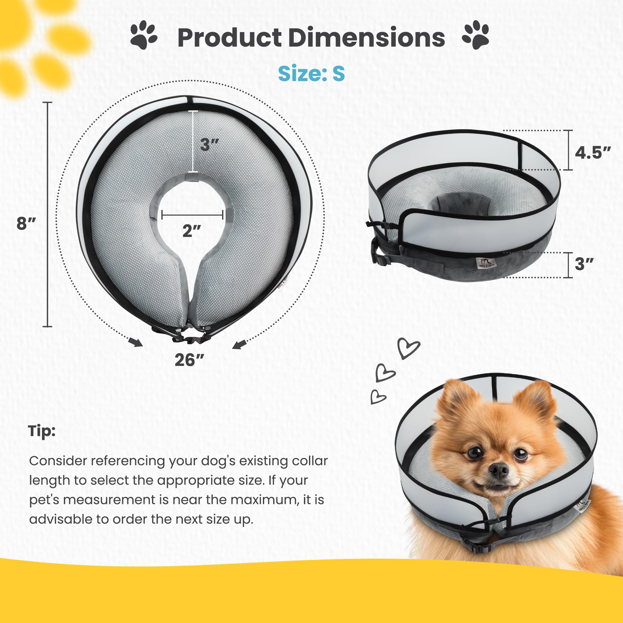 Inflatable Dog Cone Collar w/Pump - Small Dog Donut Collar After Surgery - Washable Dog Cone Collar w/Removable Soft Cone for Dogs After Surgery- Dog Cone Alternative After Surgery w/Soft Cover