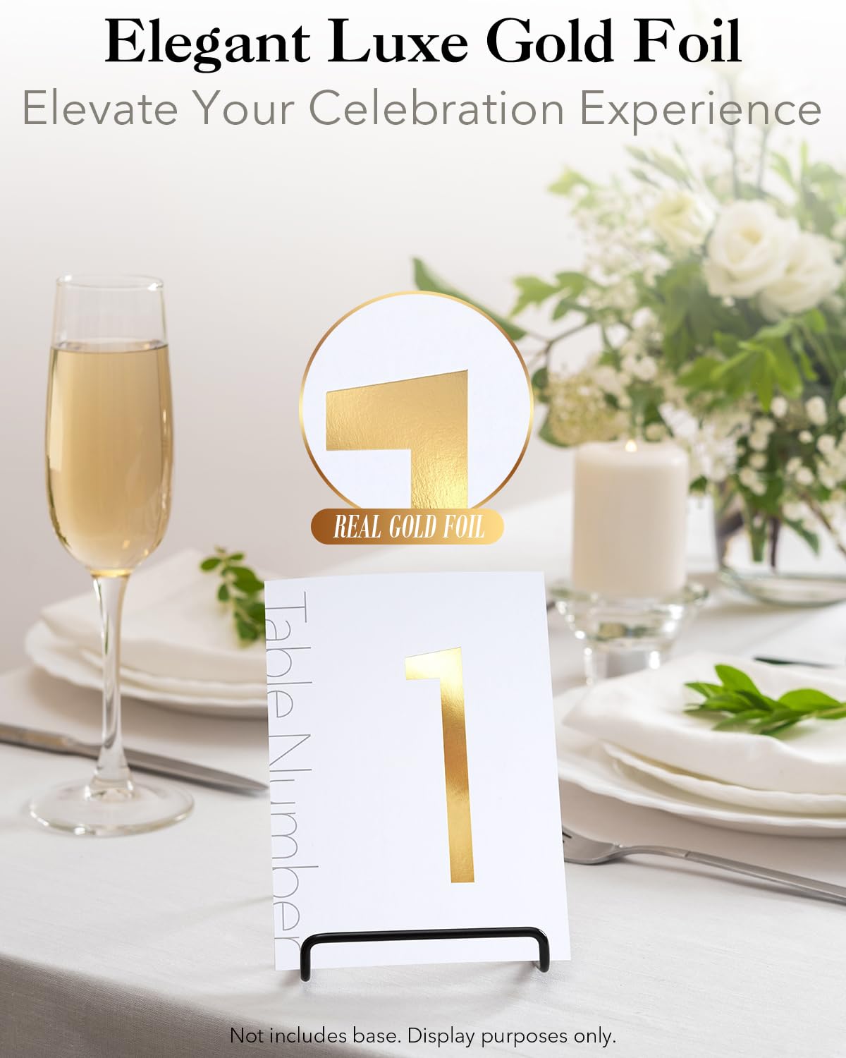 ElegaAura 32 Pcs Wedding Table Numbers, Gold Table Numbers for Wedding Reception, Double Sided Foil Number Cards 1-30 + Head & Gift Table, 4x6 in Table Signs for Restaurant, Baby Shower, Party, Event