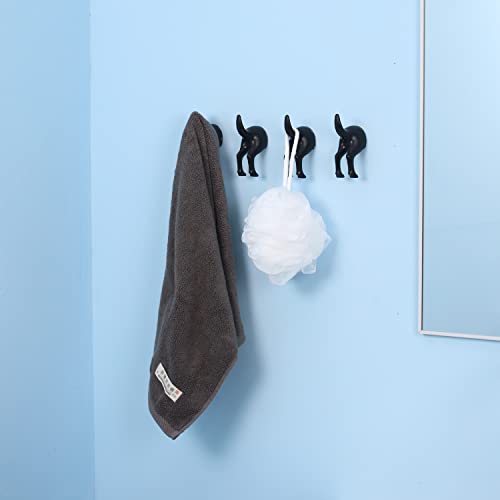 CRSWHA 5 Pack Dog Tail Coat Hooks for Wall,Black Plastic Wall-Mounted Hat Hanger Hooks,Cute Towel Hooks for Bathroom,Decorative Dog Butt Wall Peg for Hanging Coats,Bags,Key,Purse,Dog Leash