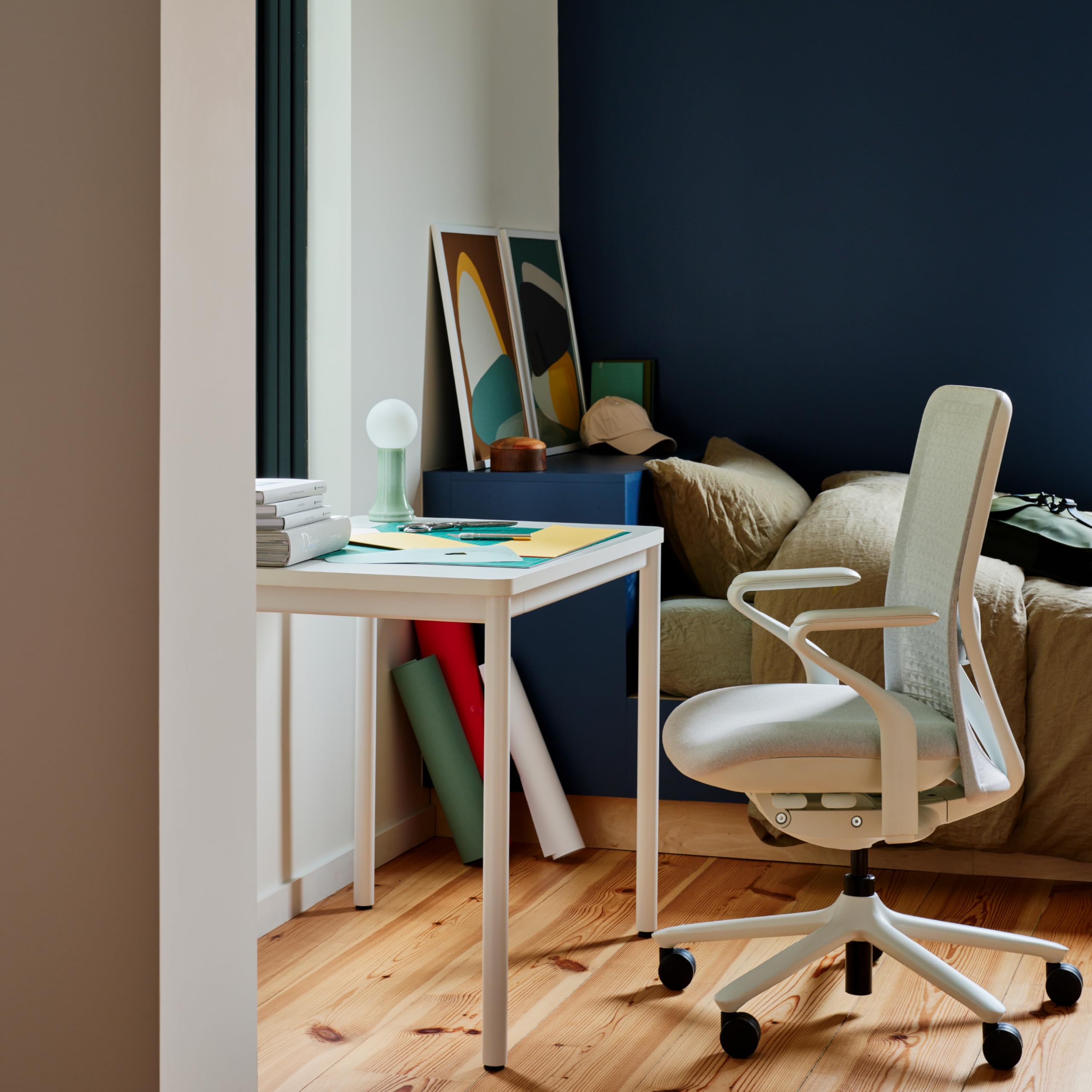 Branch Daily Desk - Functional at Home Office Desk with Effortless Assembly, Timeless Design, Rounded Corners, and Built-in Cable Notch - 48” W x 28.5” H x 24” D - Sage Work Table