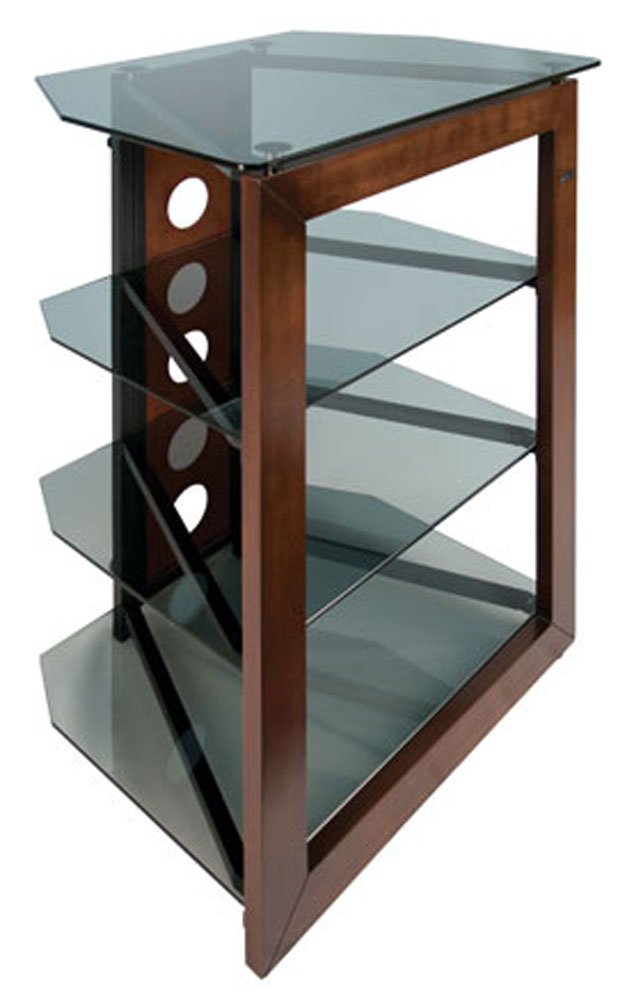 Bell'O AT306 Bello No Tools Audio/Video Tower Wood-Glass, Black, 35.88 x 20.00 x 27.00