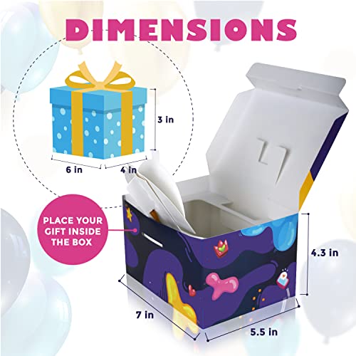 FETTIPOP Gift Box DIY (Premium Purple), Gift Box Exploding Confetti - Happy Birthday, Surprise Prank Box Pop Up 7.2x5.5x4.3 in.