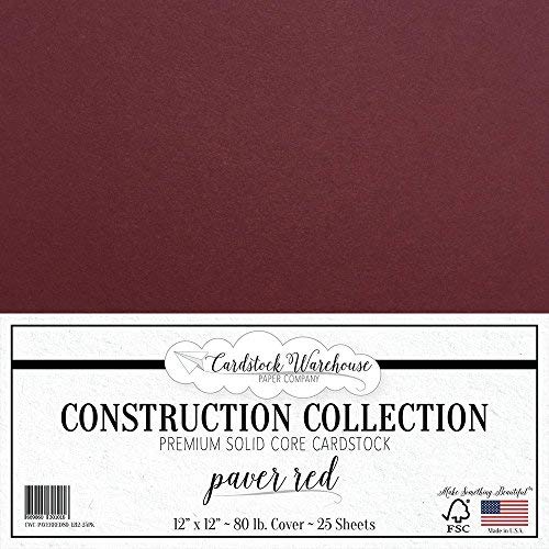 Paver Red/Wine/Burgundy Cardstock Paper - 12 x 12 inch 80 LB. Cover from - 25 Sheets from Cardstock Warehouse