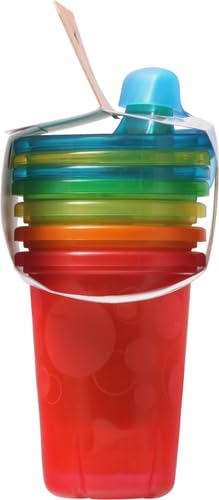 The First Years Take & Toss Spill Proof Sippy Cups - Reusable Toddler Cups - Rainbow - Kids Cups and Snap On Lids for Ages 9 Months and Up - 4 Count