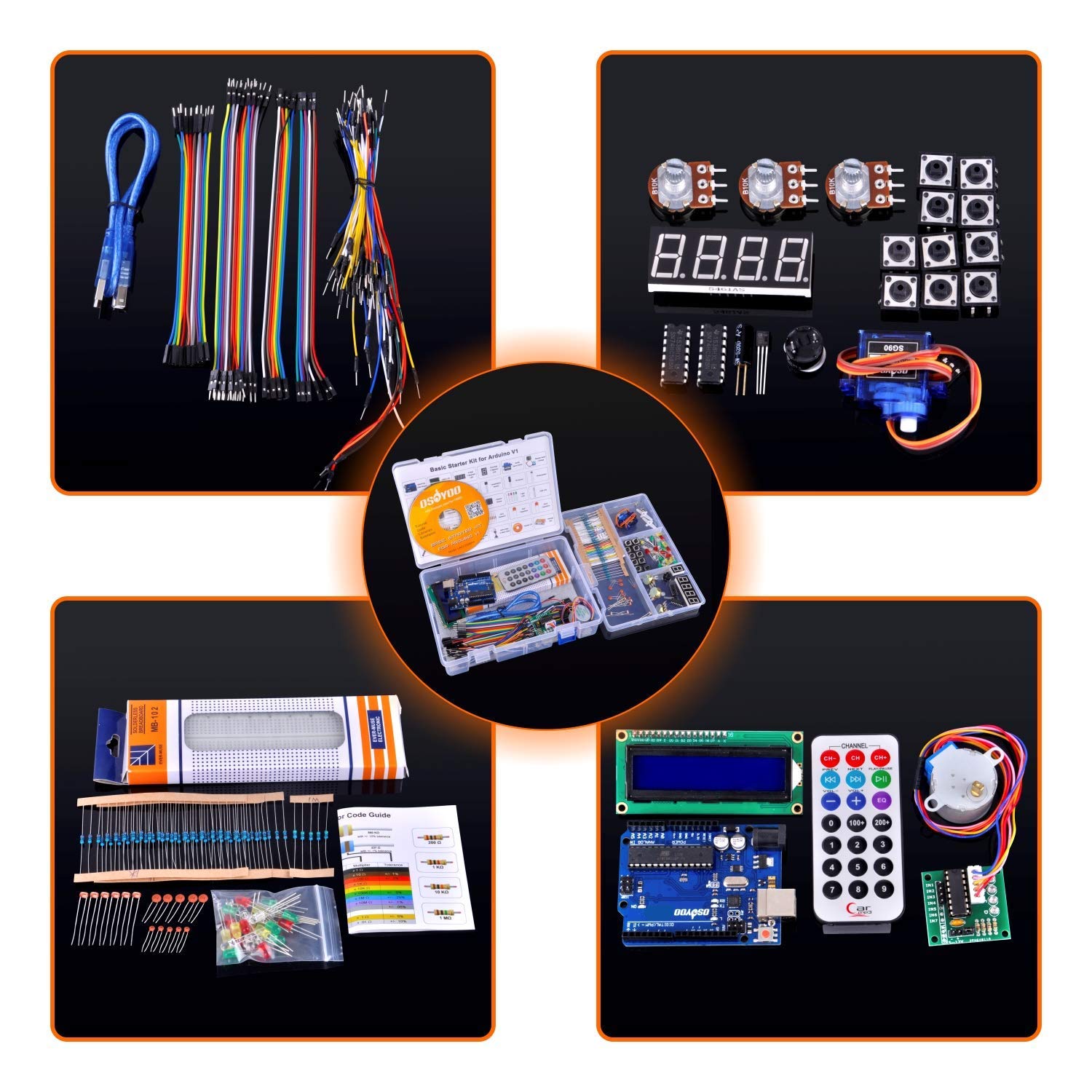 OSOYOO Basic Starter kit for Arduino with Controller Board and USB Cable Compatiable with UNO R3 Including Sampe Projects Programming with IDE