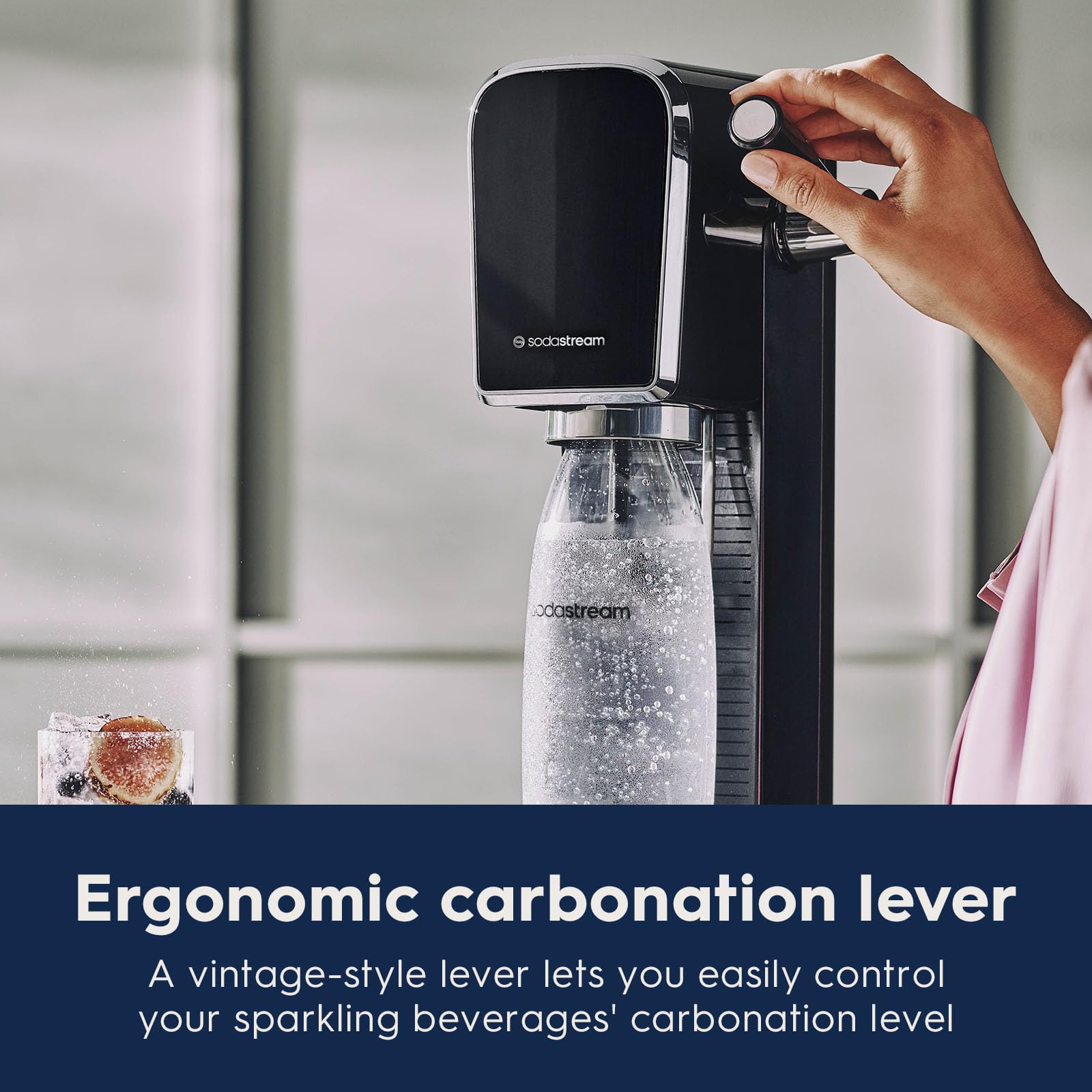 SodaStream Art Sparkling Water Maker (Black) with CO2 and Dishwasher Safe Bottle