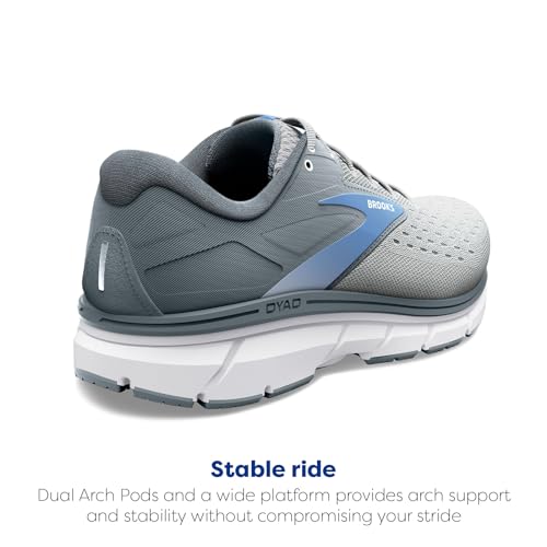 Brooks Women's Dyad 11 Running Shoe - Grey/White/Blue - 6.5 Medium