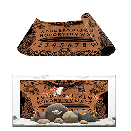 Aquarium Background Halloween Theme 16.4x24.4 inch Fish Tank Background PVC Fish Backdrop Wallpaper for Background Aquarium Witch's Ouija Board Vintage Texture