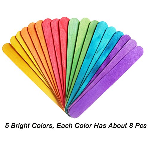 PAXCOO 100 Pcs 6β Colored Jumbo Wood Craft Sticks