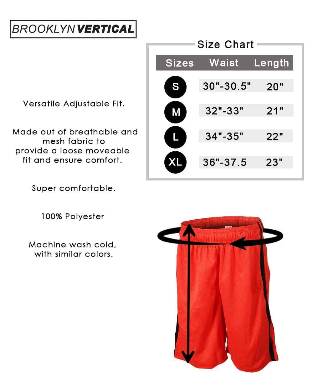 BROOKLYN VERTICAL Pack of 5 Men’s Mesh Athletic Basketball Quick Dry Shorts with Pockets for Gym, Running & Workout (as1, alpha, l, regular, regular, Combo A)