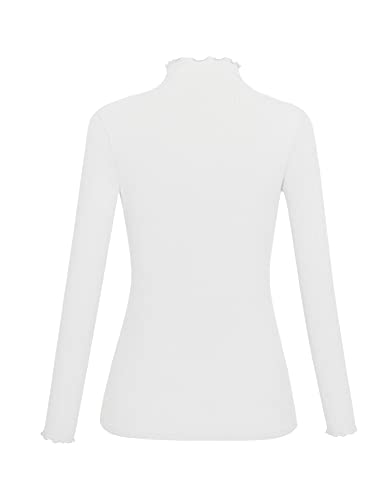 KLOTHO Long Sleeve Shirts for Women Dark Academia Clothing White Mock Turtleneck Top Large