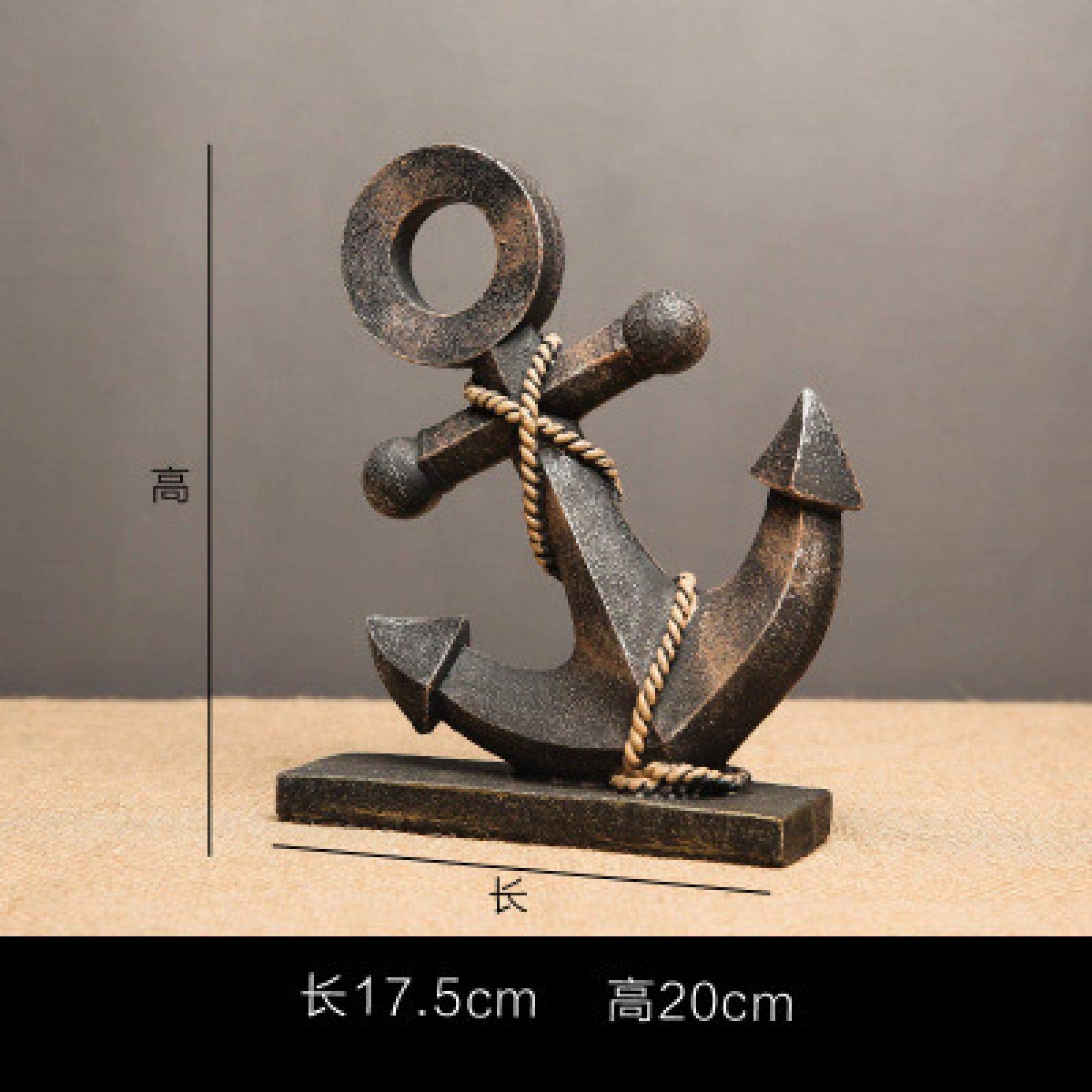 JUZZQ For Office Garden Family Room Abstract Ornaments Figurines Art Gift Home Desk Bathroom Decoration Sculpture,Creative Style Marine Anchor Rudder Statue Retro Model Props Craft