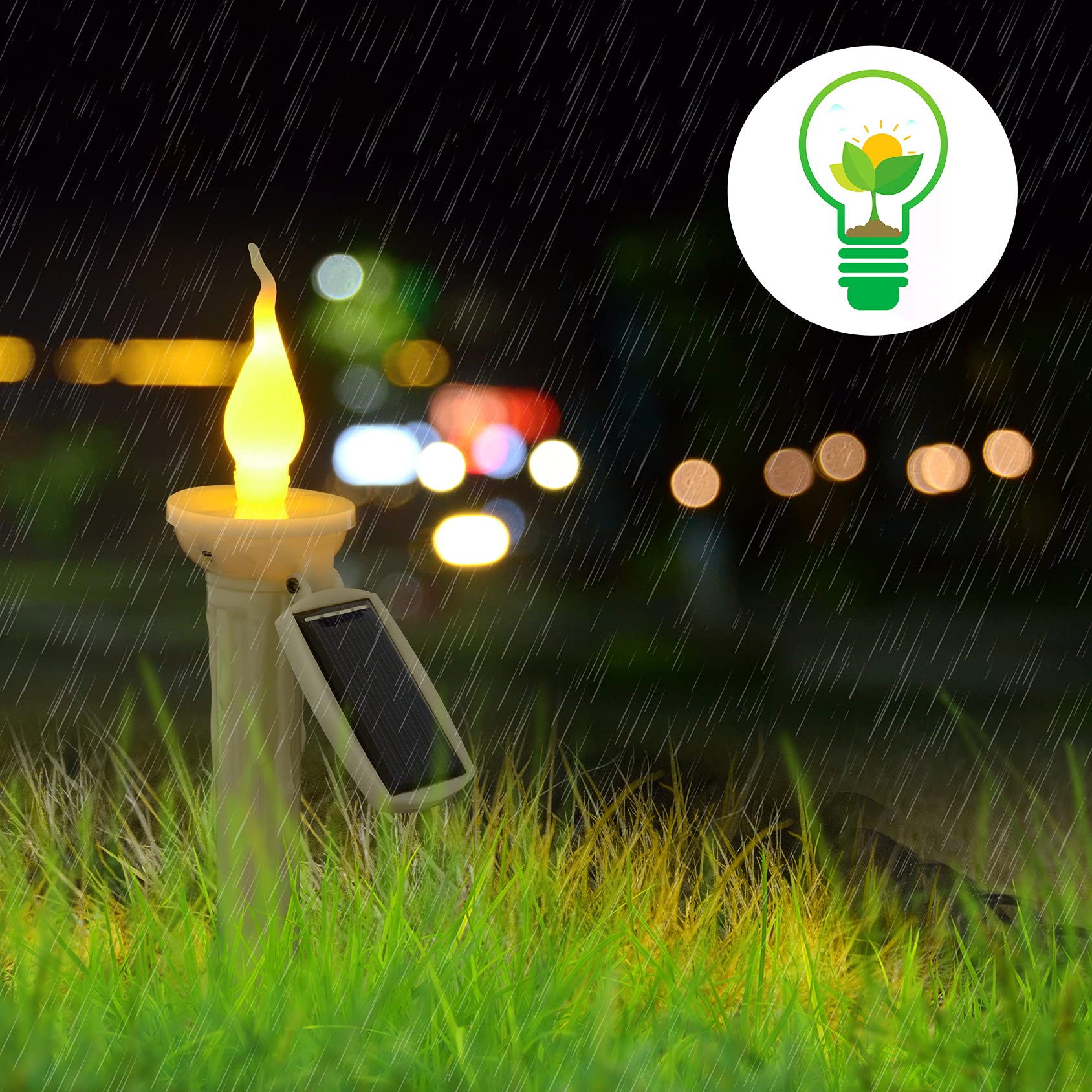Solar Window Candles with Candlesticks Holders, PChero 6 Packs Waterproof Rechargeable LED Taper Candles with Dusk to Dawn Light Sensor for Outdoor Garden Patio Table Windowsill Decor