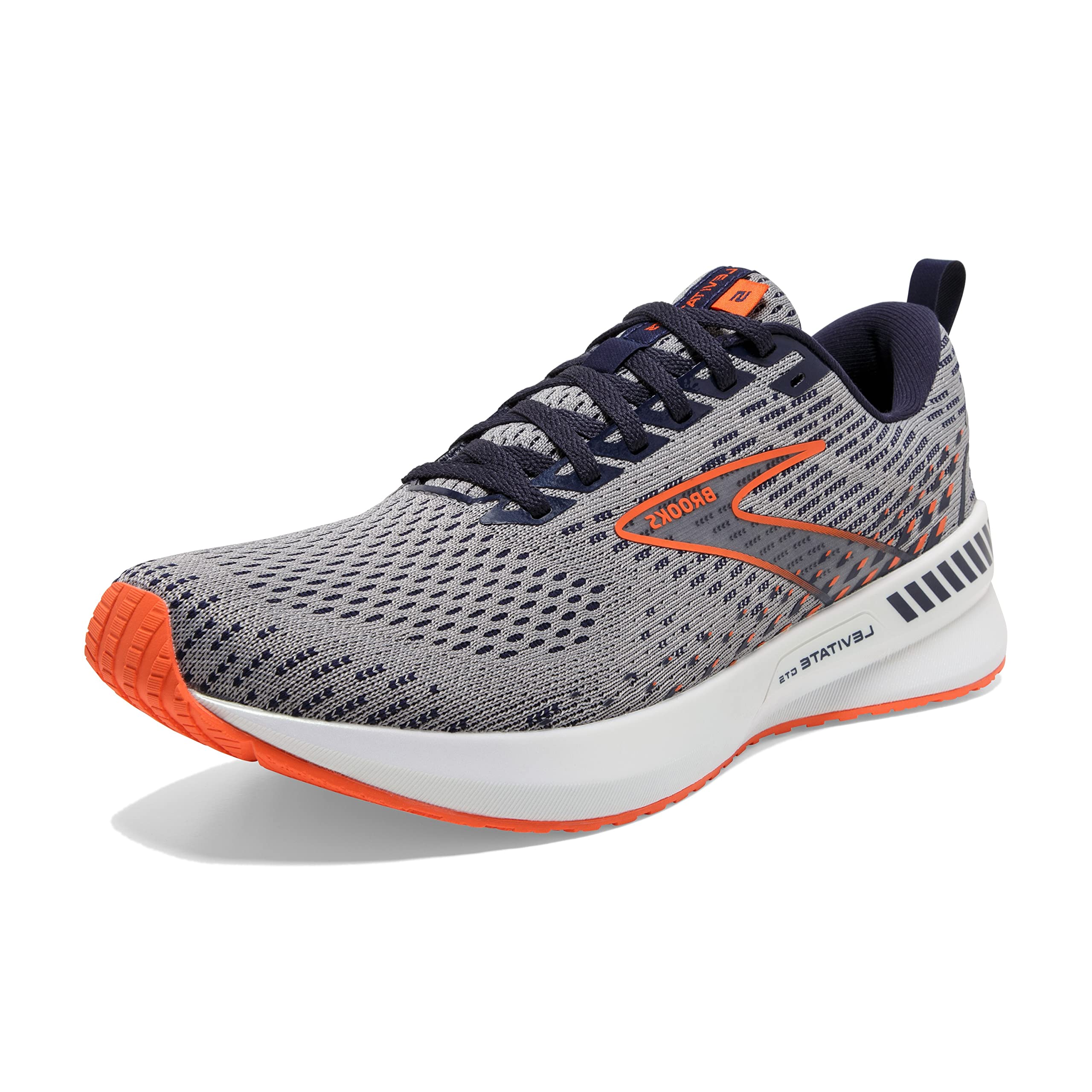 Brooks Levitate GTS 5 Men's Supportive Running Shoe - Grey/Peacoat/Flame - 11.5