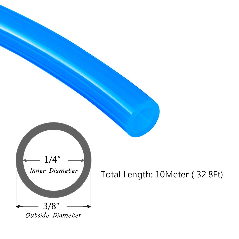 Beduan Pneumatic Tubing Pipe 3/8" OD Blue Air Compressor PU Line Hose Tube for Water Fluid Transfer 10Meter 32.8ft