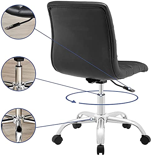 Modway Ripple Ribbed Armless Mid Back Swivel Computer Desk Office Chair In Black