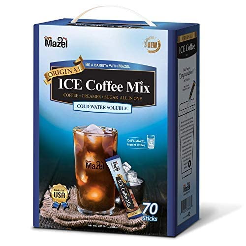 Café Mazel Ice Coffee Mix - Original, Instant Ice Coffee Mix, 3 in 1 Instant Coffee, 70 Sticks