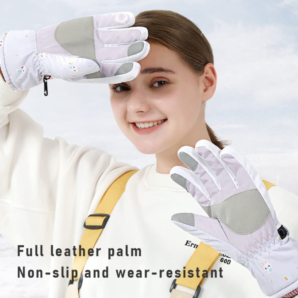 Balems Women's Ski Gloves Cute Waterproof Snowboarding Gloves Warm Touchscreen Mitten Gloves for Hiking Running Cycling Motorcycle