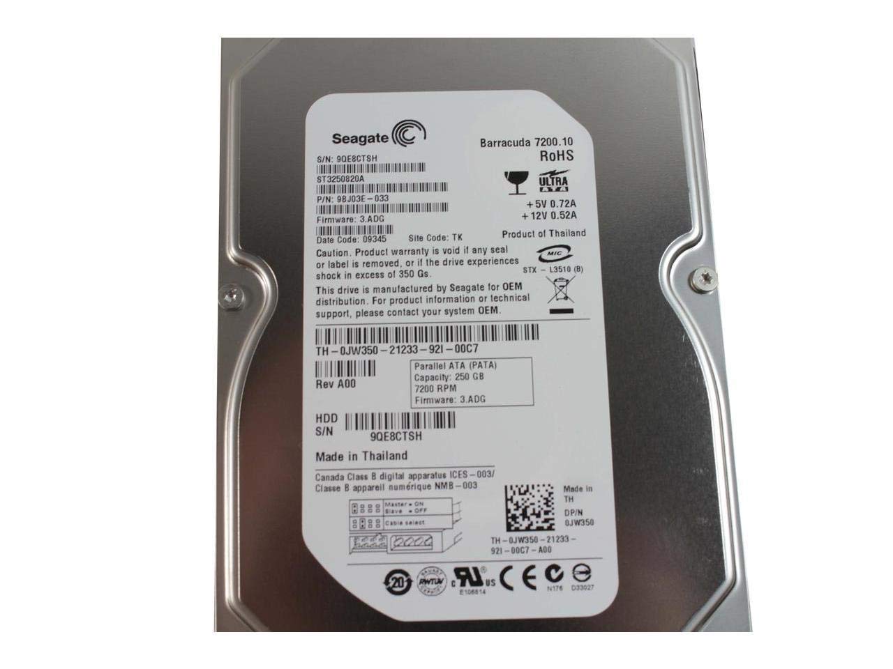 Seagate Barracuda 7200.10 Hard Drive - 250GB, Ultra ATA/100, 3.5", 8MB, 7200RPM - Internal Hard Drive